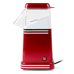 Nostalgia Hot-Air Electric Popcorn Maker, 8 Cups, Healthy Oil Free Popcorn with Measuring Scoop, Retro Red