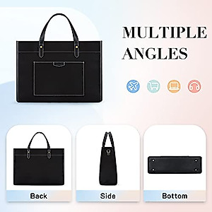 Missnine Laptop Tote Bag Canvas Laptop Bag 15.6 inch Work Shoulder Bags Casual Briefcase Handbag for Travel, Office, College