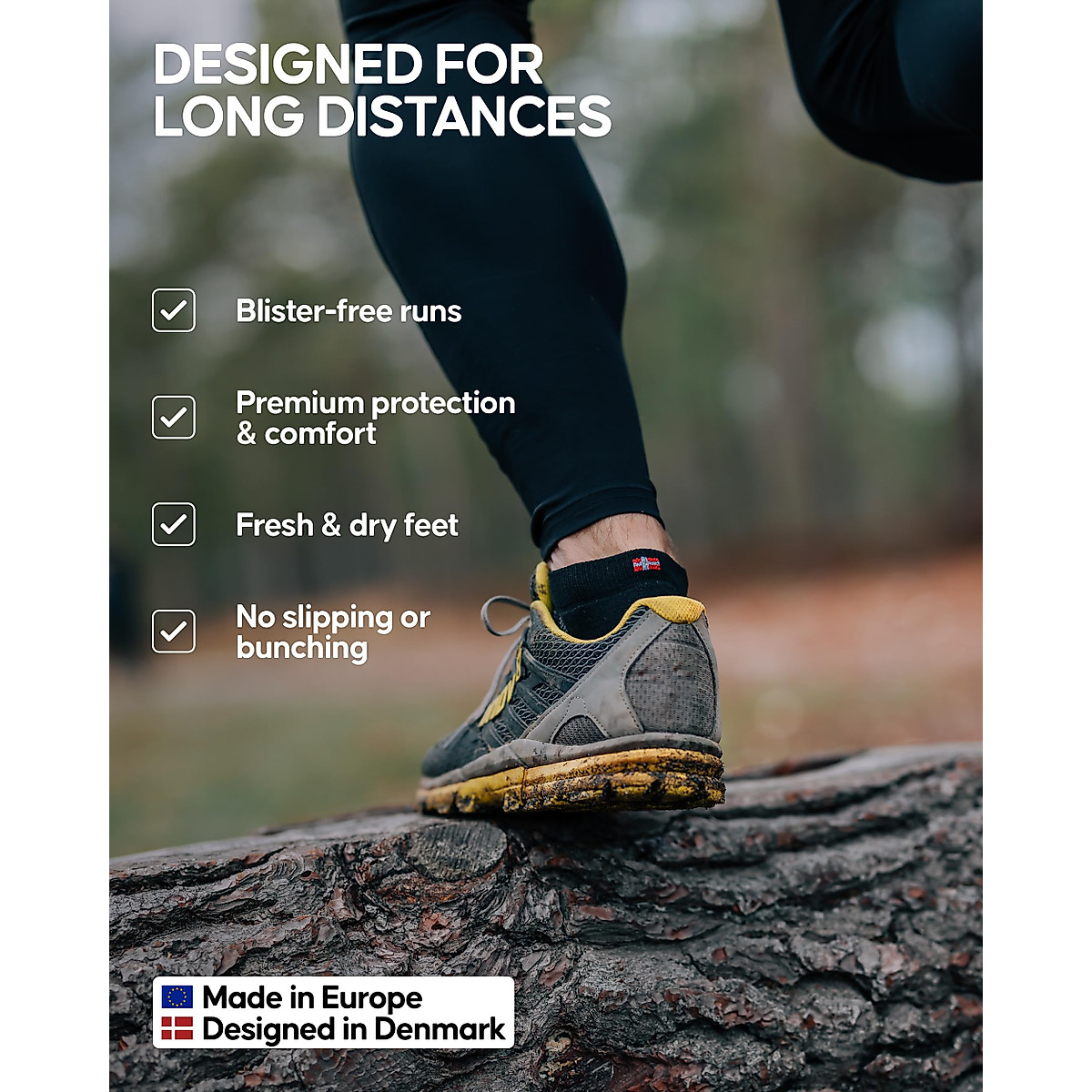 DANISH ENDURANCE 3 Pack Low-Cut Long Distance Running Socks, Men & Women, Light Blue, US Women 11-13 // US Men 9.5-12.5