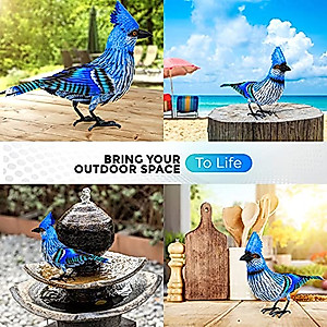 Shefio Garden Decor - Blue Jay Bird Decor, Beautiful Backyard Ideas & Garden Gifts - These Handmade Metal Birds are Perfect Outdoor Decor, Metal Yard Art for Lawn Ornament, Yard Decorations Outdoor