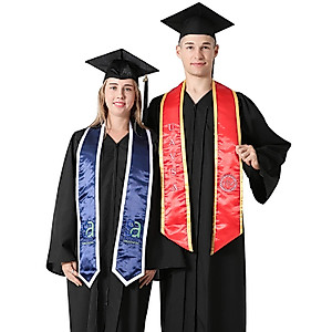 GraduationMall Graduation Honor Stole Angled End Navy With Gold Trim Unisex Adult 72" Long