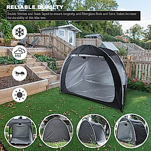 POWLIF Bike Tent for 4 or 5 Bikes, Bike Storage Shed with Heavy Duty Oxford Fabric (BLK-4)