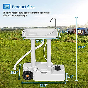 YITAHOME Portable Camping Toilet and Sink, 5.3 Gallon Flush Porta Potty, 30 L Hand Washing Station, for Outdoor, RV, Boat, Camper, Travel