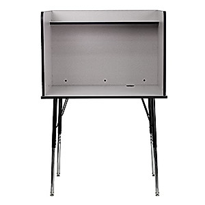 Flash Furniture Study Carrel - Nebula Grey Finish with Top Shelf - Height Adjustable Legs - Wire Management Grommet