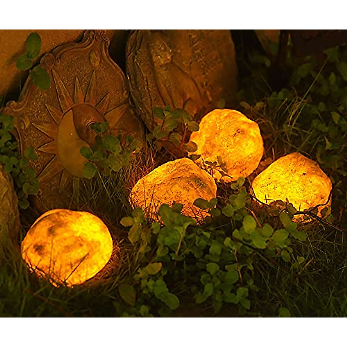 Solar Garden Lights Outdoor Simulation Stone lamp Waterproof Landscape Night Lights for Lawn/Patio/Path Four Stones