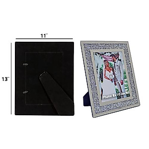 SW SAINT WINO 8x10 Picture Frame Set, Wedding Picture Frame and Family Pictures Ideal for Gifts, Crystal Silver Glass Photo Frame, Crushed Diamonds 2 Piece Pack for Tabletop Display.