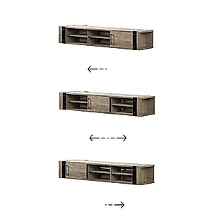 South Shore Munich 68" Wall Mounted Media Console-Weathered Oak