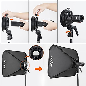 Godox 24x24inch 60x60cm Grid Strip Softbox with S2 S-Type Speedlite Bracket Bowens Mount for Godox V1 Series, AD200Pro, AD200, AD400Pro, V860II, TT350 Series Flash Speedlites
