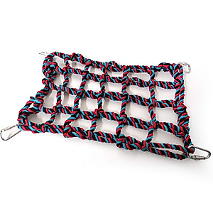 Litewoo Bird Climbing Cotton Rope Net Toy Grid Hammock for Parrot Rat Chinchilla Ferret Swing Thick Chew Rope Hammock Hanging Cage Nylon Rope Nets Toys Cage Accessory (Medium Size)