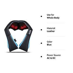 Back and Neck- Shiatsu Shoulder Massager - Electric Deep Kneading Massage with Heat for Muscle Relief, Tired Back, Neck, Shoulder & Legs