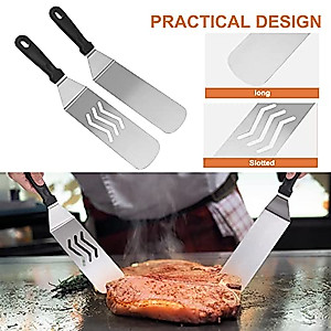 Whonline Griddle Accessories 16pcs Flat Top Grill Accessories Set for Blackstone and Camp Chef Enlarged Spatulas, Basting Cover, Burger Press, Scraper, Tongs, Grill Spatula Kit for Outdoor