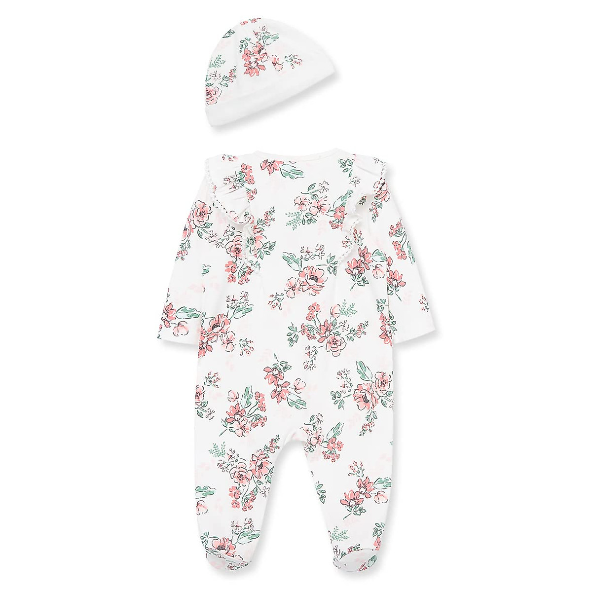 Little Me Baby Clothes & Outfits - Girls One Piece Hat & Footed Sleeper Pajamas - Newborn, Lace Floral Pink
