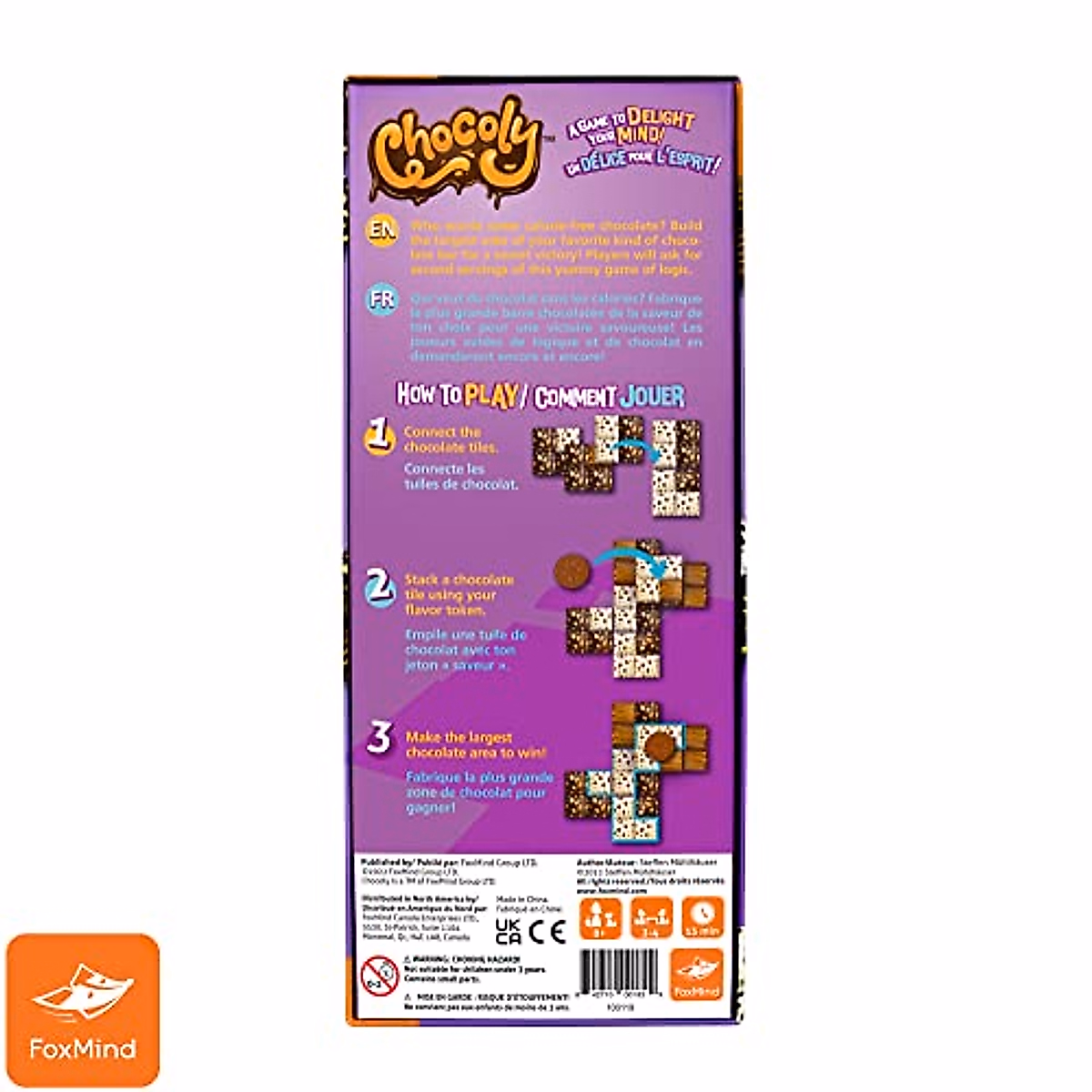 Foxmind Games: Chocoly, a Calorie Free Logic Game, Chocolate Tile Laying Game, up to 4 Players, 8 and up.