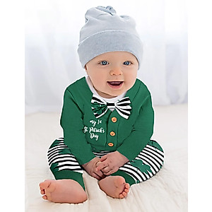 WIQI my first St. Patrick's Day baby boy outfit white short sleeve shirt trousers St. Patrick's Day baby boy clothes