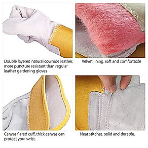 WINGOFFLY Thornproof Cowhide Leather Gardening Gloves Rose Pruning Planting Working Gloves