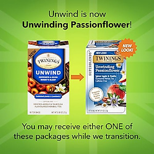 Twinings of London Daily Wellness Tea Unwind Sleep Supporting Passionflower & Camomile, Spiced Apple & Vanilla, Flavored Herbal Tea 18 Count