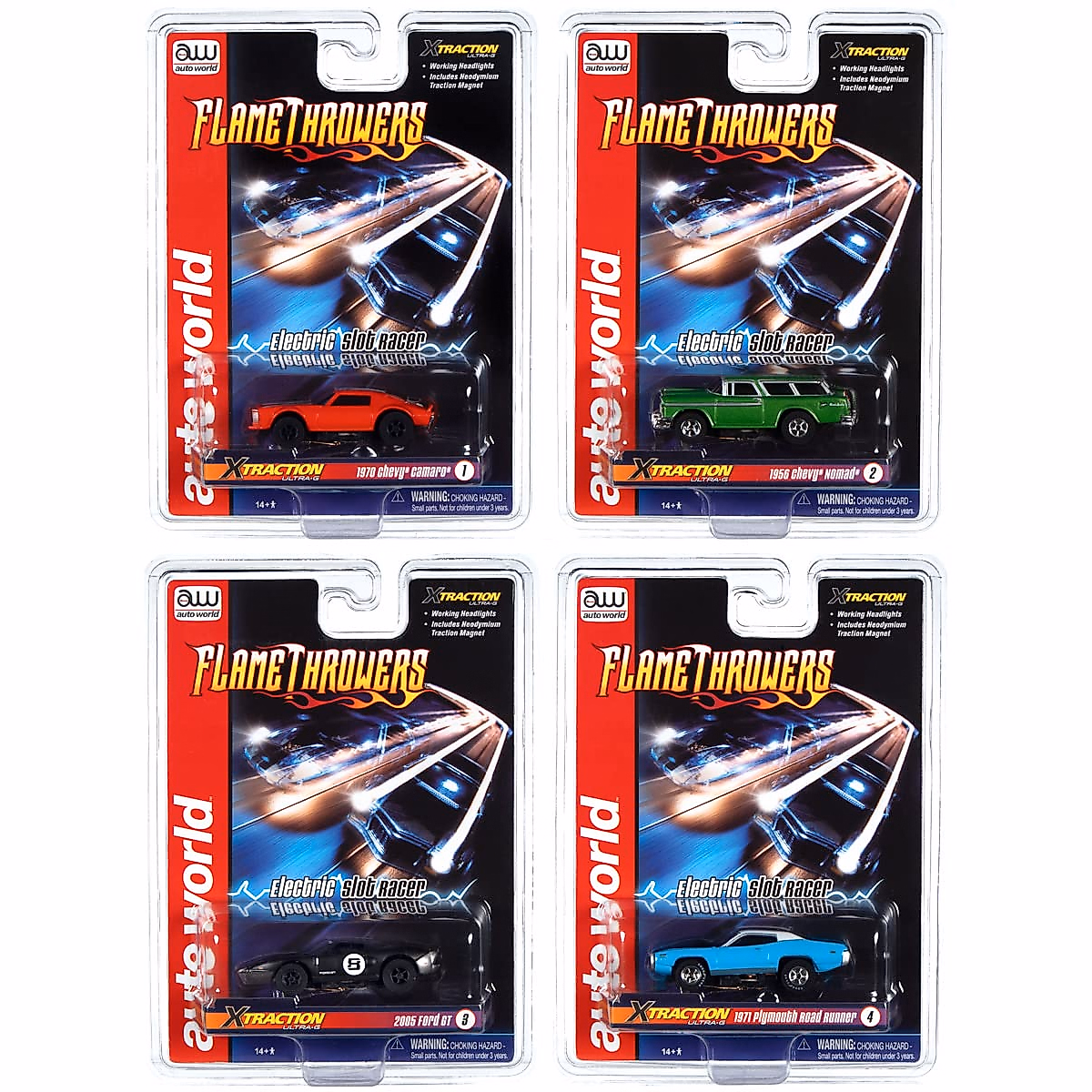 Auto World Xtraction Flamethrower R33 1970 Chevrolet Camaro (Orange) HO Scale Slot Car