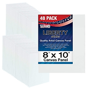 US Art Supply 8 X 10 inch Professional Artist Quality Acid Free Canvas Panel Boards for Painting Value Pack of 48 (1 Full Case of 48 Single Canvas Board Panels)
