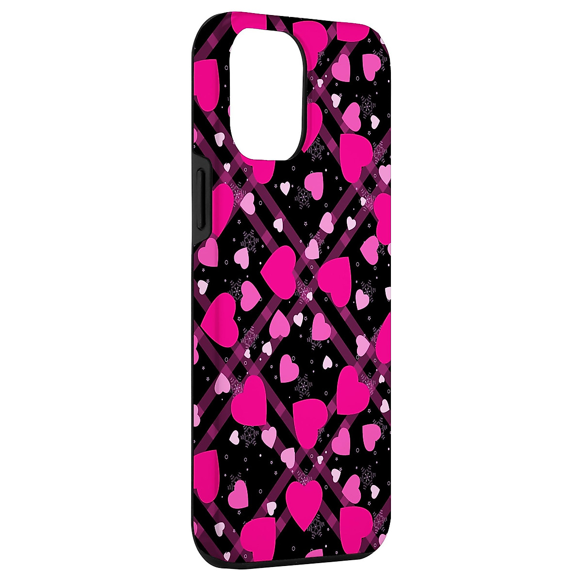iPhone 12 Pro Max Valentines Day Hearts Love Pattern With Pink Plaid Case