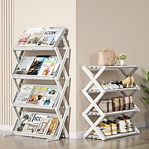 HAIXIN Shoe Rack for Closet, 4-Tier Shoe Shelf Space Saving, 8-12 Pairs Shoe and Boot Organizer, Multifunctional Storage Rack for Entryway, Door, Garage, Bedroom, Grey