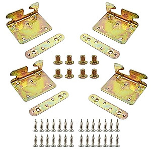LifCratms 4Pcs Non-Mortise Bed Rail Brackets, Heavy Duty Bed Rail Fittings Wooden Bed Frame Hardware with Mounting Screws for Headboards and Foot-Boards