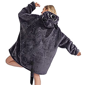 vavalad Wearable Blanket Sweatshirt Sherpa Oversized Hoodie TV-Blanket with Sleeves and Pockets for Adults Men Women Teens One Size Fits All…