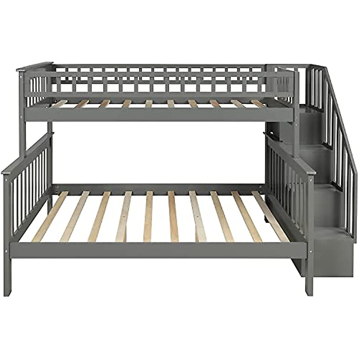 STP-Y Bunk Beds Twin Over Twin Wood Bunk Bed Frame for Boys Girls Teens, Can be Divided into 2 Beds, Gray (Color : Grey, Size : Twin Over Full)