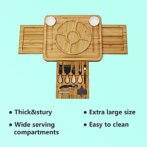 HEITICUP Large Charcuterie Boards and Knife Set, Bamboo Cheese Board Unique Christmas Gifts, House Warming Gifts, Wedding Registry Items Birthday Gifts for Women