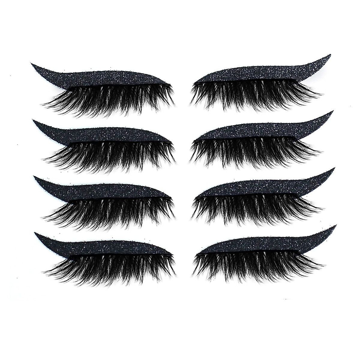False Eyelashes Fake Mink Lashes 4 Pairs/Set Eyeliner Sticker Reusable Colorful Beauty Fashion Eyelid Line Sticker Eyelash Extension Kit Natural Eye Fake Lashes for Women's Make Up -Black