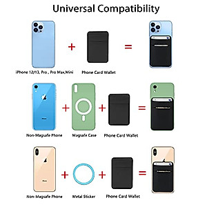 YesDoes Magnetic Phone Card Holder,Compatible with MagSafe,Stretchy Lycra Double Pocket Wallet,Credit ID Card Cash Pouch,Mag Safe Phone Sleeve Case,Design for iPhone 14,13,12,Plus,Pro,Pro Max Black