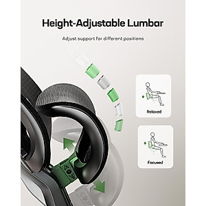 Marsail Ergonomic Office Chair Desk Chair High Back Mesh Office Chair with Adjustable Lumbar Support and Adjustable 2D Headrest, Ergonomic Gaming Chair for Home Office, Bright Black