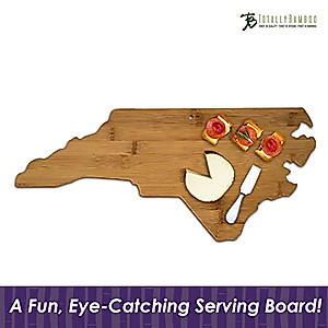 Totally Bamboo 20-7978NC North Carolina State Shaped Bamboo Serving and Cutting Board, Brown