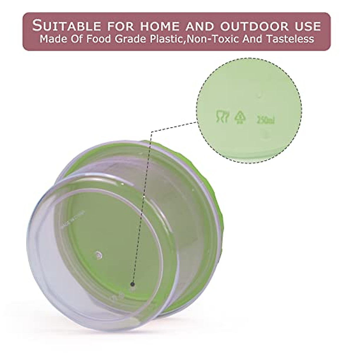 Jucaifu 8 Ounce reuseable small plastic freezer storage container jars with screw lid for food snacks lunch(16Pcs, Green)