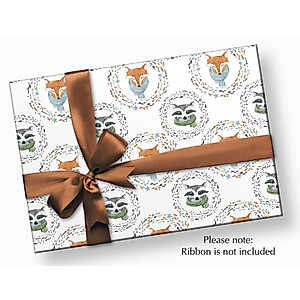 Stesha Party Woodland Wrapping Paper Baby Shower Birthday Gift Wrap - 30 x 20 Inch (3 Sheets)