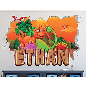 Kyle Cornhole Dinosaur Wall Decals Custom Name - Dinosaur Stickers Nursery Decor - Green