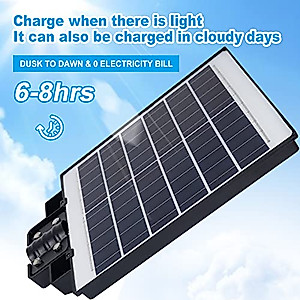 SICENXTOOLS 600W Solar Street Light Outdoor,Solar Light Outdoor Waterproof Commercial 6500K Dusk to Dawn Solar Outdoor Lights with Motion Sensor Solar Powered Security for Ball Court,Road,Yard