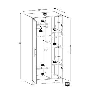Prepac Elite Wardrobe with Storage, White