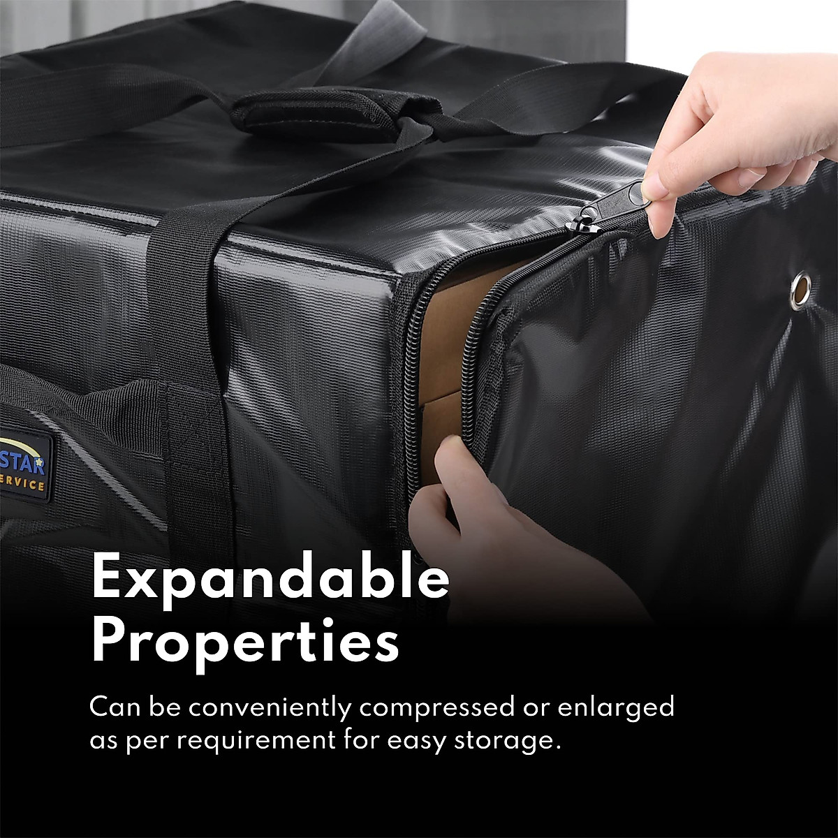 New Star Foodservice 51148 Insulated Pizza Delivery Bag, 20" by 19" by 13", Black