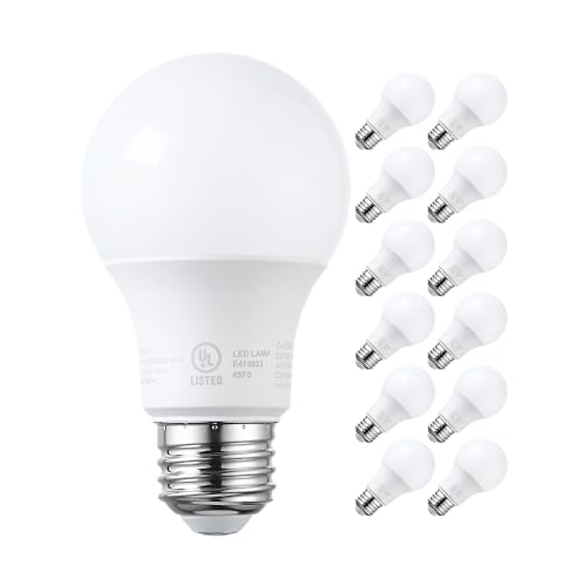 TORCHSTAR 12-Pack A19 LED Light Bulbs 60W Equivalent, UL Listed, 5000K Daylight, Dimmable, 9W, 800lm, Flicker Free, E26 Standard Base LED Bulb for Ceiling Fan, Lamp, 15,000hrs