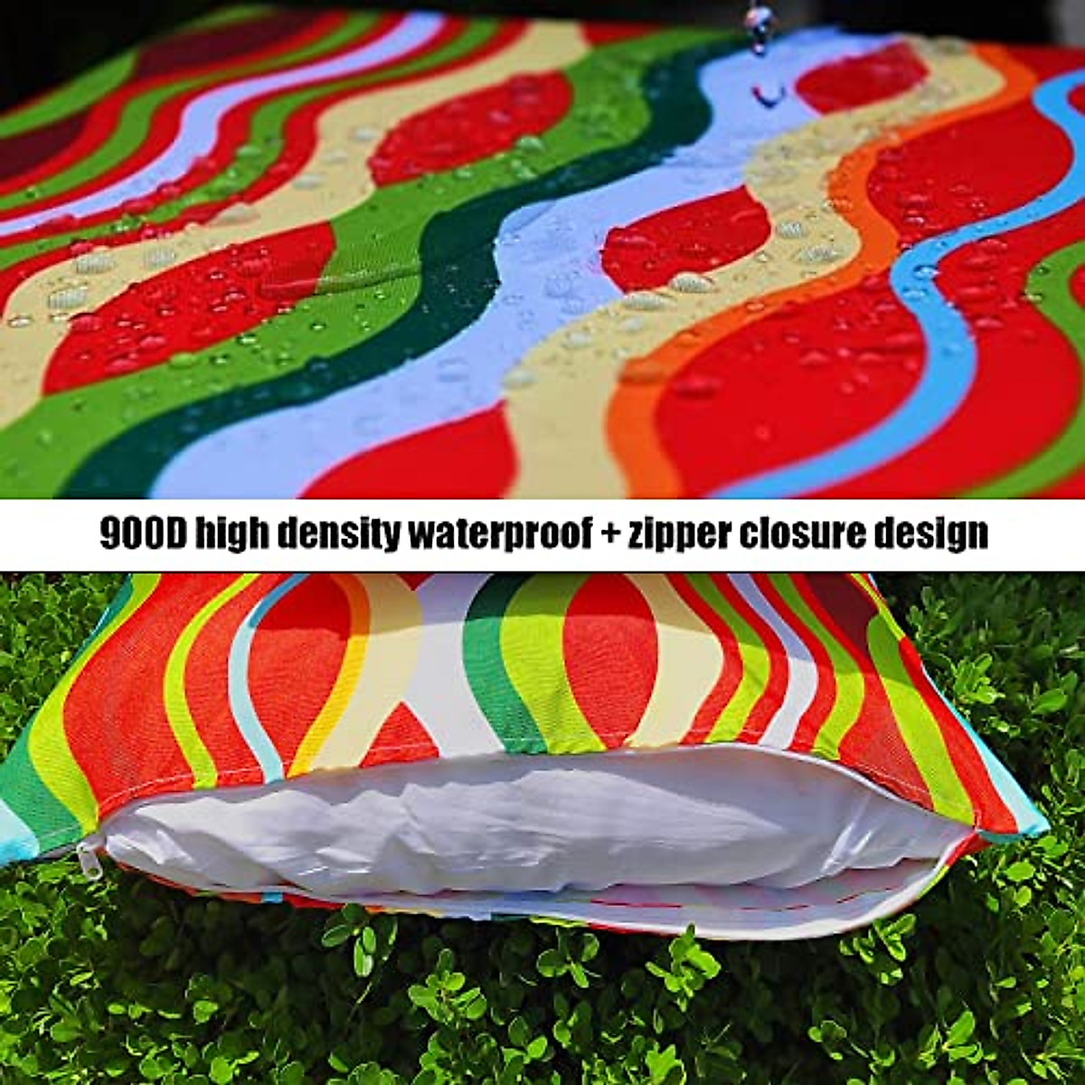Waterproof Lumbar Support Pillow For Chair 2 Pack Rectangular Outdoor Throw Pillows Recycled Polyester Fill Reversible Design,Windproof Rainproof For Furniture Patio Garden Decorative Pillows 12"X20"
