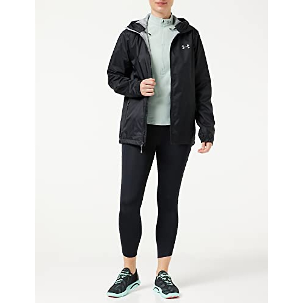 Under Armour mens Forefront Rain Jacket , Black (001)/Steel , Large