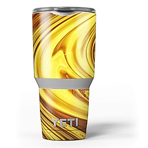 Design Skinz Swirling Liquid Gold - Skin Decal Vinyl Wrap Kit Compatible with The Yeti Rambler Cooler Tumbler Cups