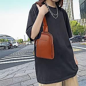 Aeeuqe Sling Bags for Women Small Travel Sling Backpack Purse PU Leather Crossbody Chest Bag Casual Daypack for Girls Pink