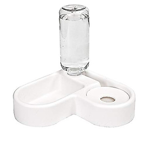 Y-ANN 2 in 1 Double Dog Food and Water Bowl Set, Heart Shape Wall Corner Pet Automatic Water Dispenser Detachable Feeder Bowl No-Spill for Cats Small Dog (White)