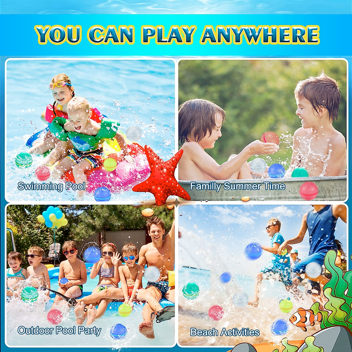 Self Sealing Reusable Water Balloons 15PCS Magnetic Water Balloons Quick Filling Water Balls Toys Silicone Water Splash Ball Water Bomb Cool Toys,Summer Pool Beach Outdoor Toys For Kids Ages 3 4 8 12+