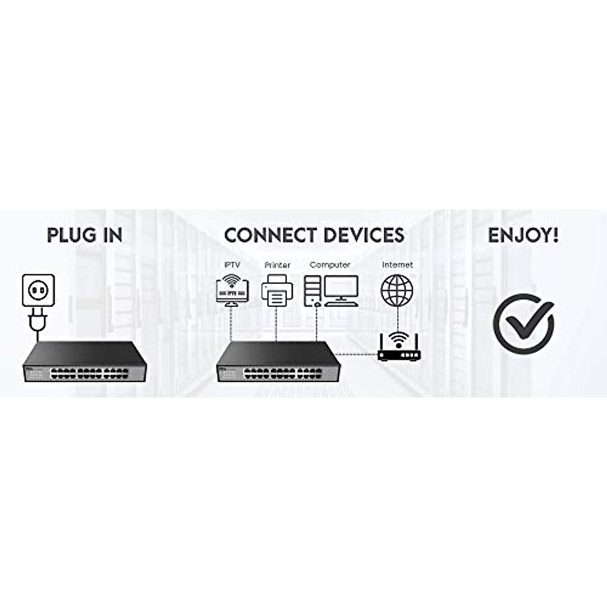 Netis ST3124GS 24 port Unmanaged 10/100/1000M Gigabit Switch, Desktop Ethernet Splitter, Ethernet Hub, Plug and Play, Fanless Quite, Traffic Optimization, Sturdy Metal Desktop size, expandable to standard 19 inch rack mount with included mounting bracket,