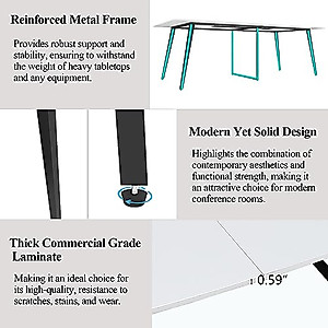 Loomie 8FT Conference Table, 94.49" L x 47.24" W x 29.53" H Meeting Seminar Table with Grommet, Large Boat Shaped Computer Desk, Boardroom Desk for Office Meeting Conference Room, White