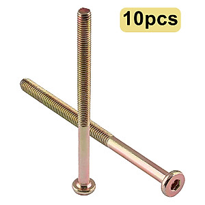 Bonsicoky M6x90mm Button Head Socket Cap Bolts Screws, 10Pcs Zinc Plated Carbon Steel Allen Hex Drive, Full Machine Thread with Bonus Hex Key