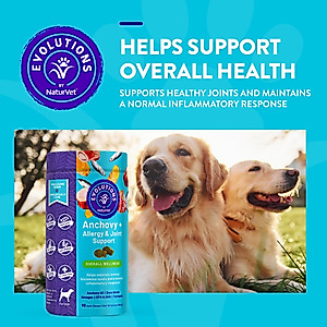 NaturVet Evolutions Anchovy + Allergy & Joint Support 90ct Soft Chews for Dogs - Anchovy Oil, Bone Broth - Helps Maintain Normal Histamine Levels - Helps Support Normal Inflammatory Response