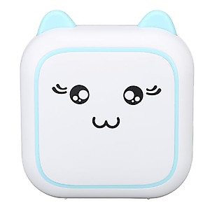 KIMISS Mini Pocket Printer Portable Thermal Printer with Printing Paper for Photos, Journals and Learning Materials | High-Efficiency Study Aid | Portable Office (Blue)